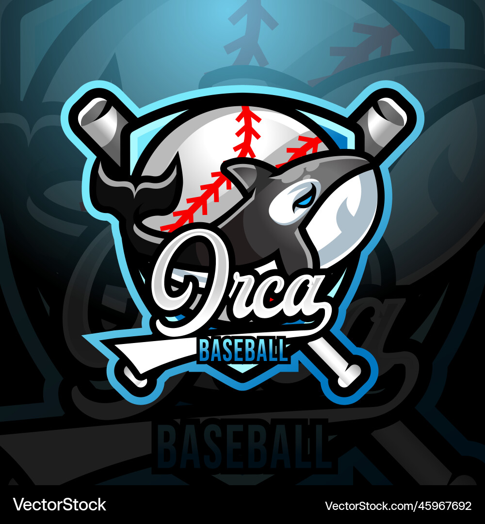 Orca killer whale mascot baseball team logo Vector Image