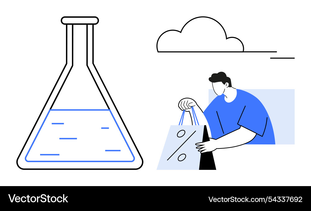 Scientific experimentation and shopping concept Vector Image