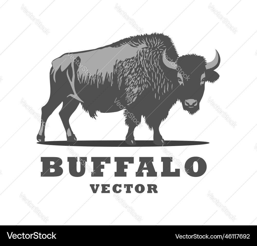 Simple monochrome buffalo logo isolated Royalty Free Vector