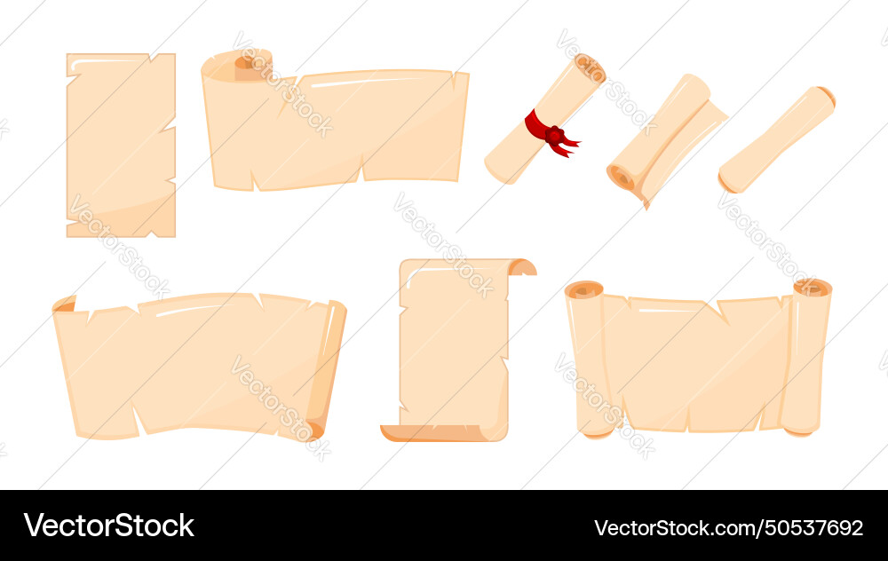 Srt of blank ancient paper scrolls and parchments Vector Image