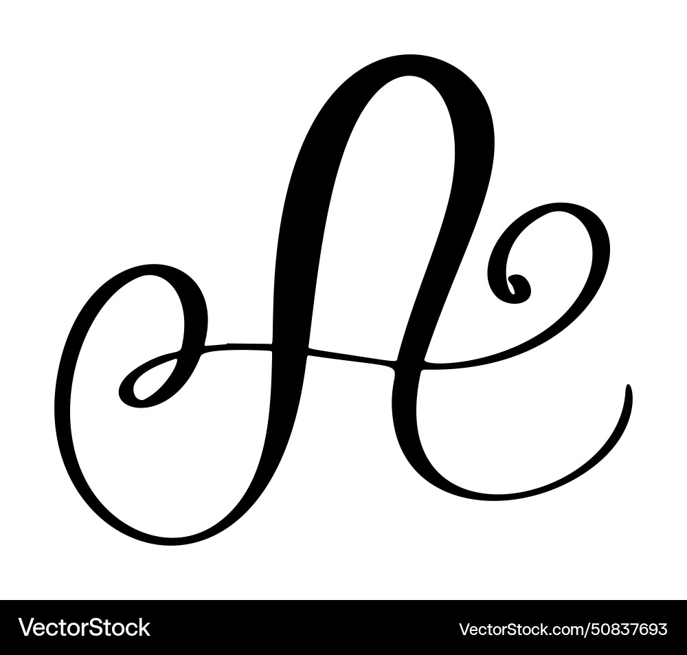 Calligraphy hand drawn letter a logo Royalty Free Vector