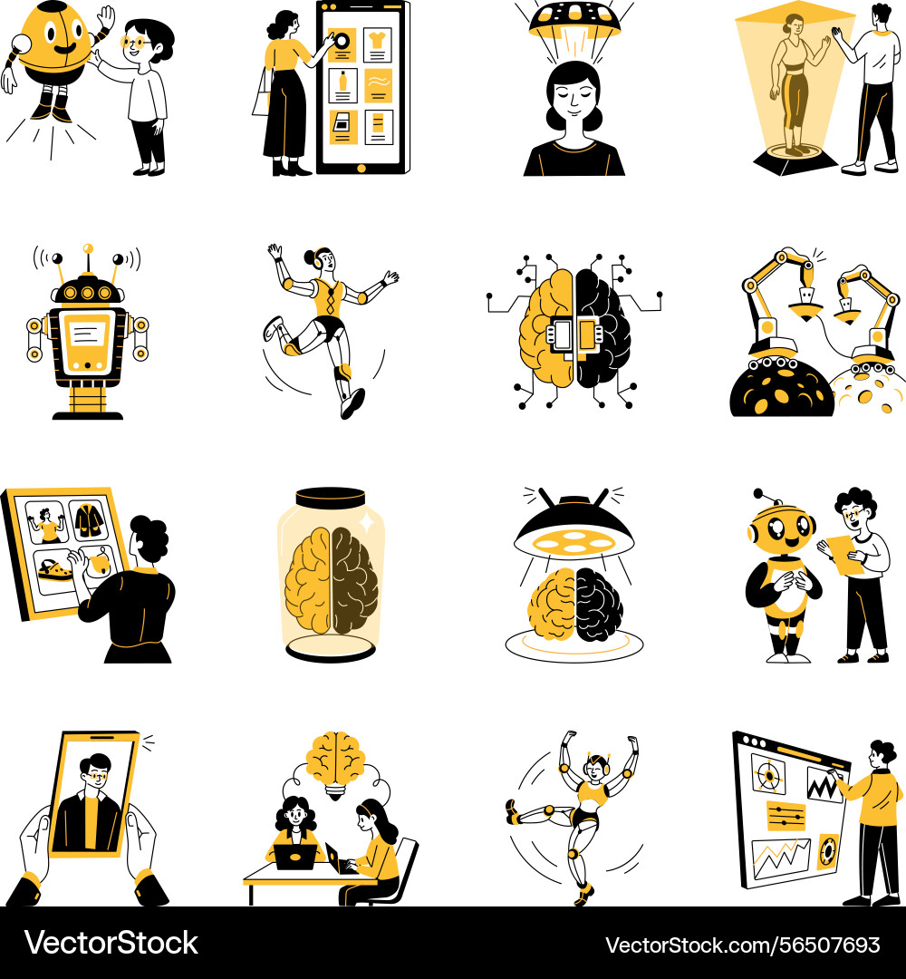 Collection of artificial intelligence drawing illu