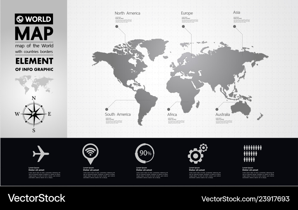 Grand world map graphic element Royalty Free Vector Image