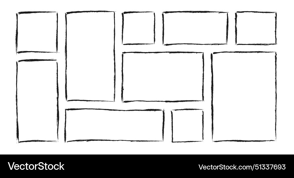 Hand-Drawn Rectangle Frames Set Royalty Free Vector Image