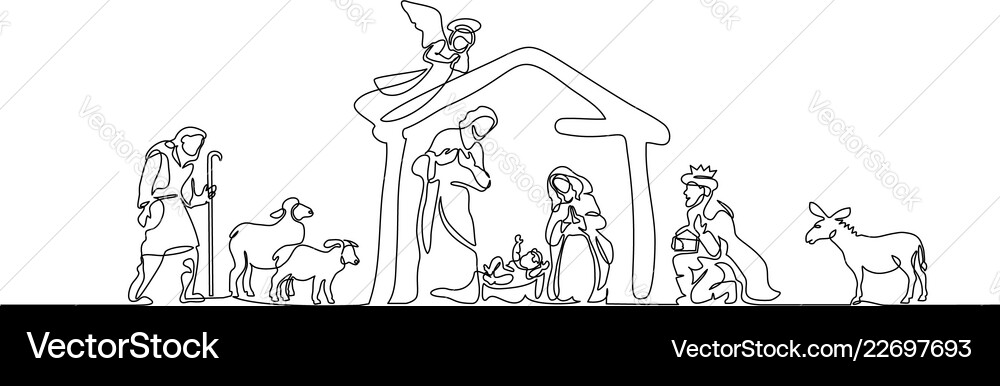 Holy Family Line Drawing Royalty Free Vector Image