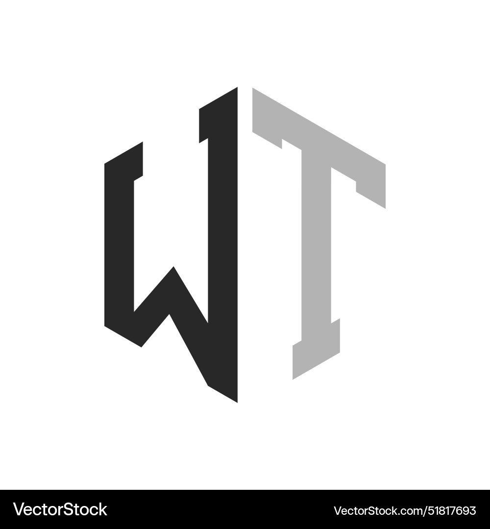 Modern unique hexagon letter wt logo design Vector Image