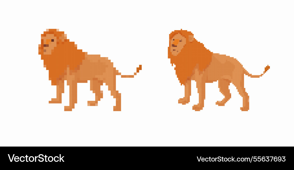 Pixel Kunst Löwen zeigen klassischen Stil Vektorbild