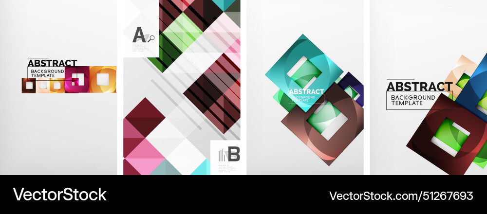 Set of square geometric poster backgrounds Vector Image