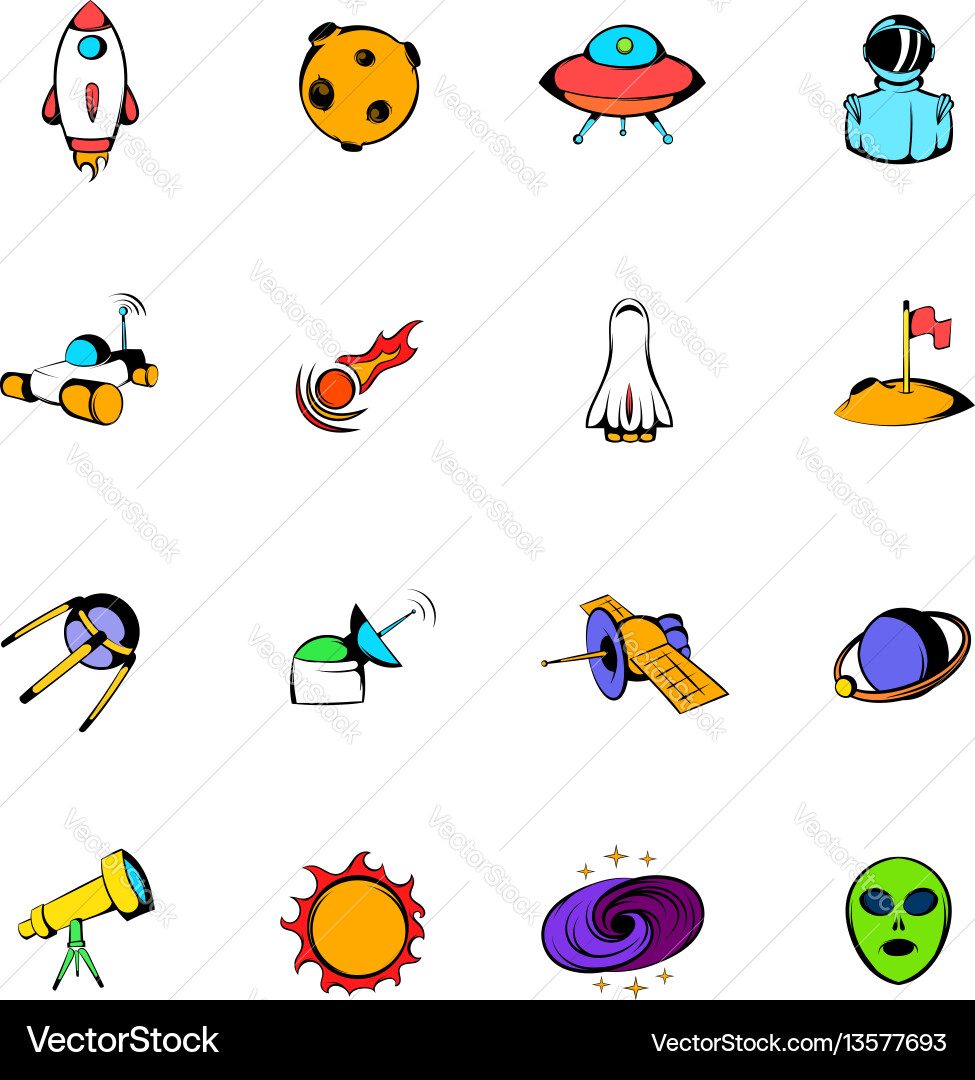 Raum Icons Set Cartoon Lizenzfreies Vektorbild