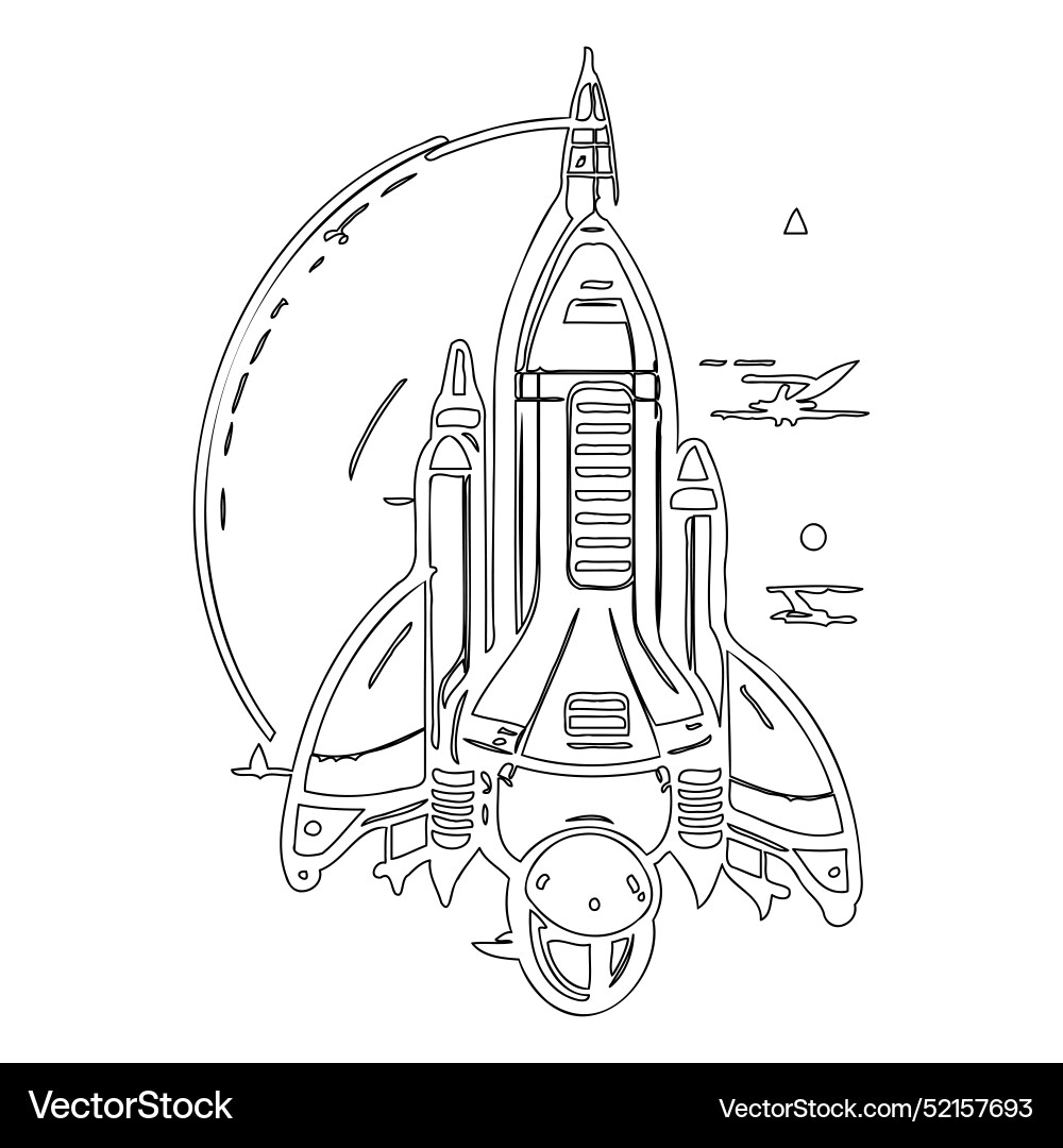 Space shuttle outline sketch Royalty Free Vector Image