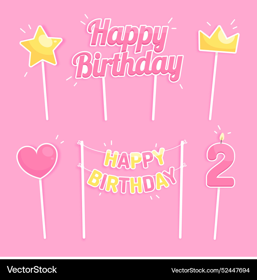 Cartoon cake topper collection Royalty Free Vector Image