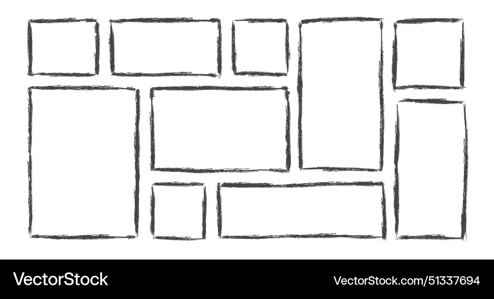 Chalk rectangle frames set hand drawn pencil Vector Image