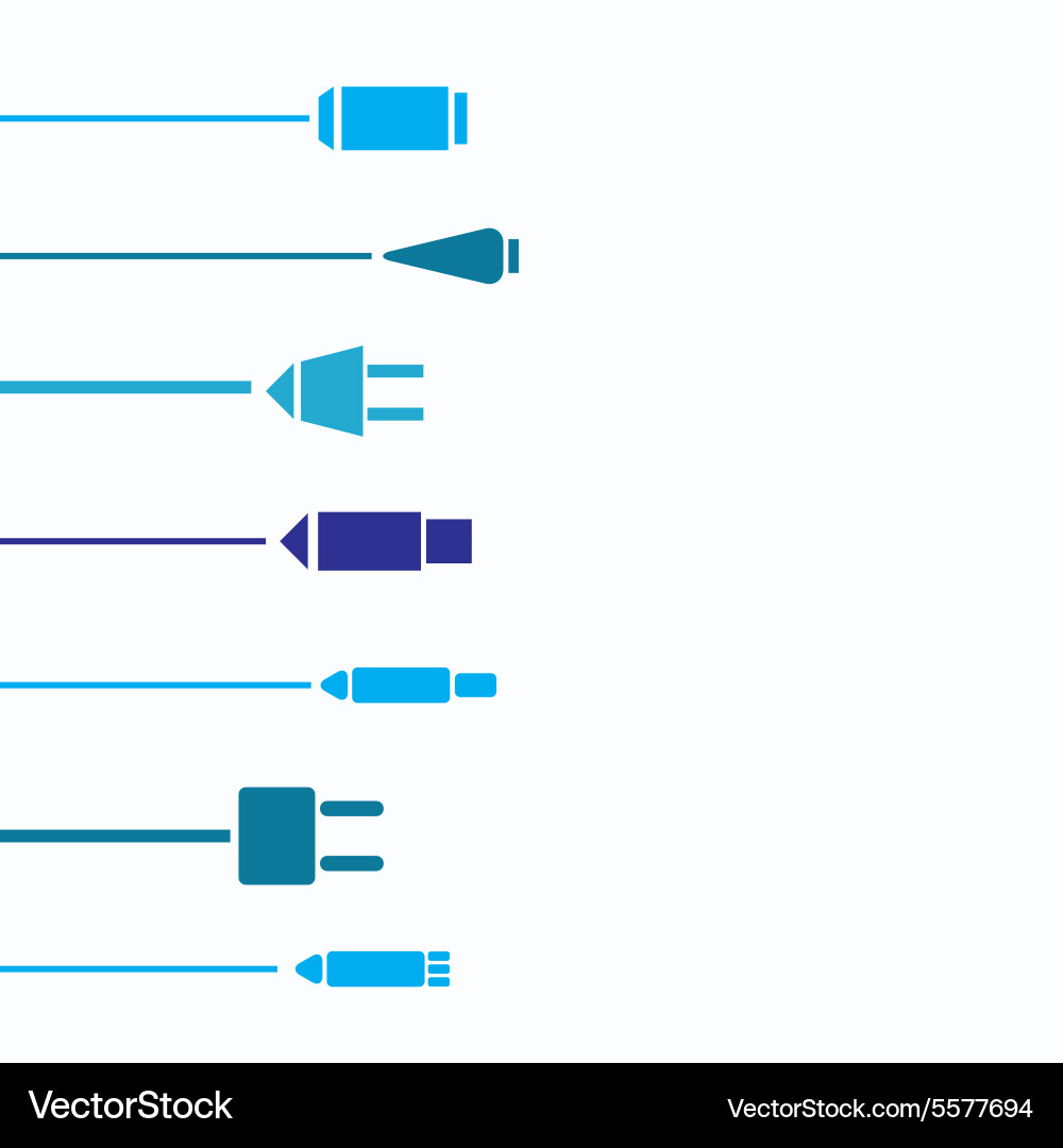 Different connection plugs and wires Royalty Free Vector