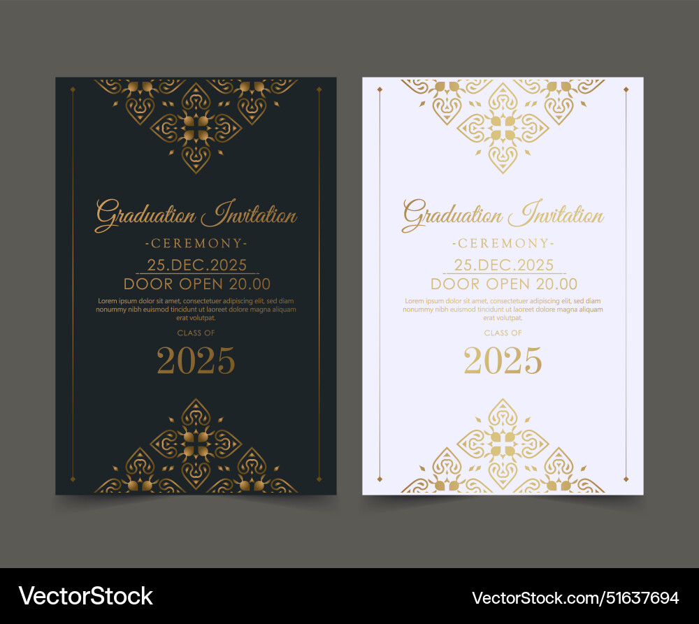 Elegant graduation invitation template Royalty Free Vector