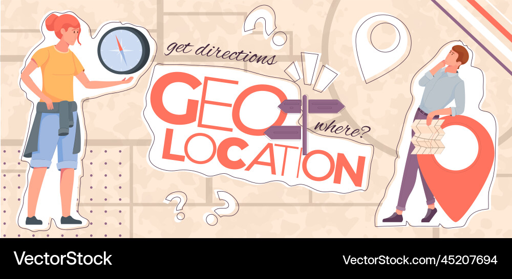 Geolocation flat collage Royalty Free Vector Image