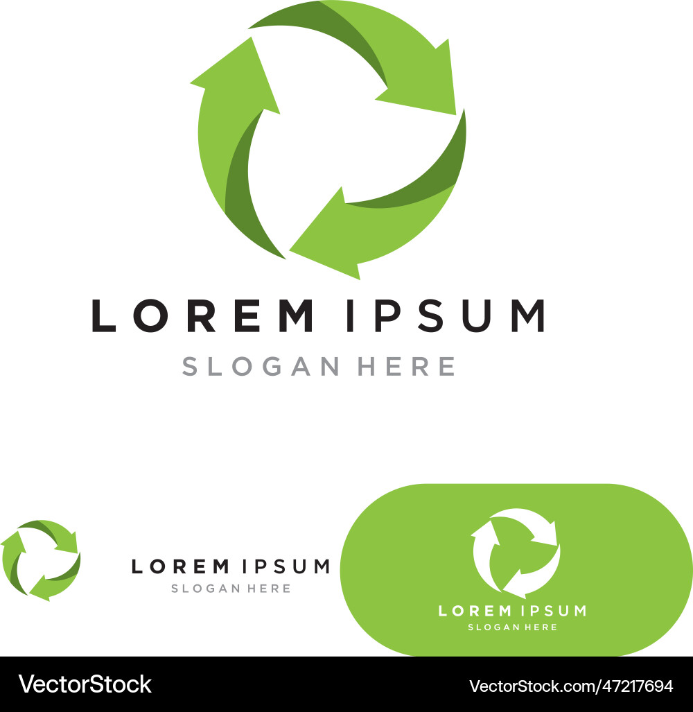 Green arrow recycle logo icon template Royalty Free Vector