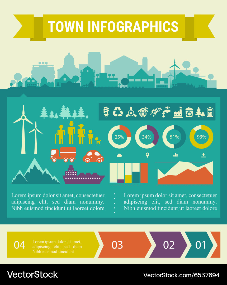 Infographics town and village Royalty Free Vector Image