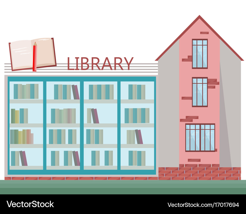 Library front facade building flat style Vector Image
