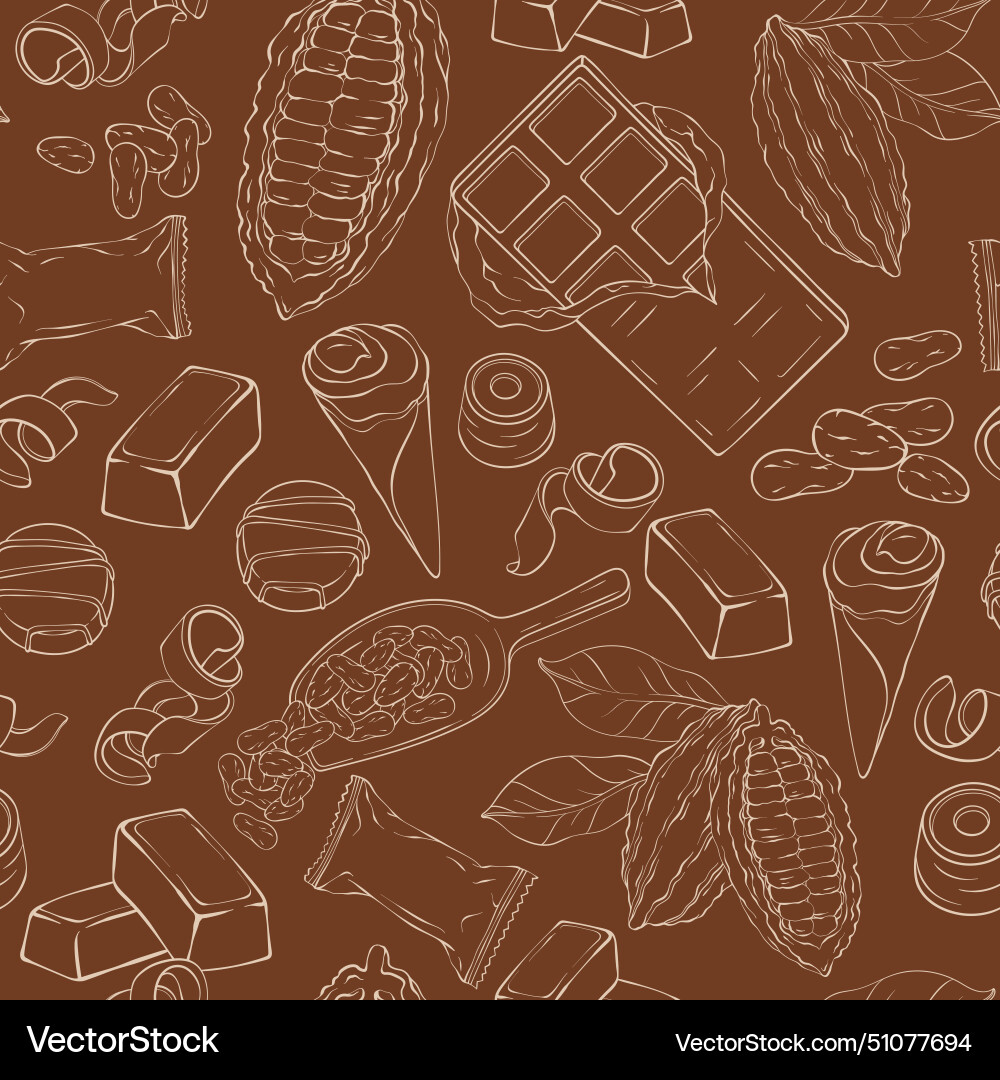 Outline chocolate seamless pattern Royalty Free Vector Image