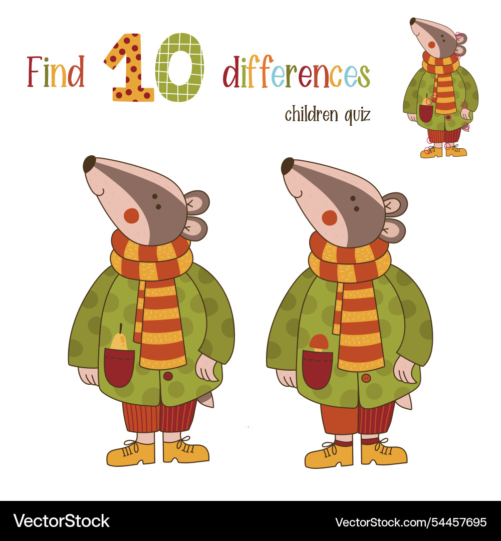 Badger character quiz for kids Royalty Free Vector Image