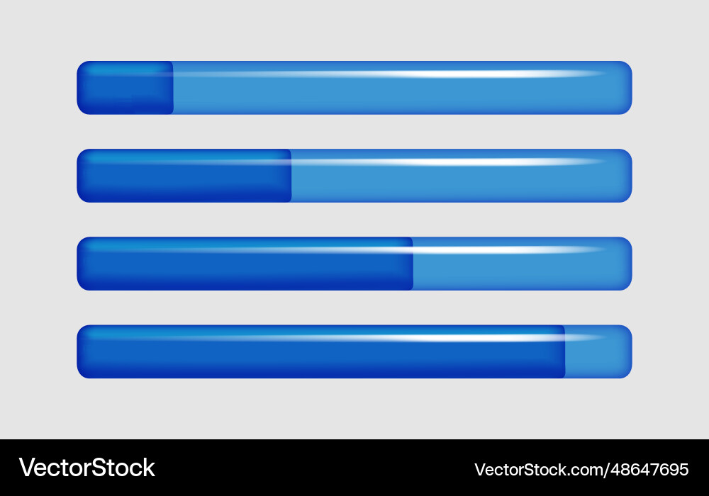 Blue progress bars 3d clipart Royalty Free Vector Image