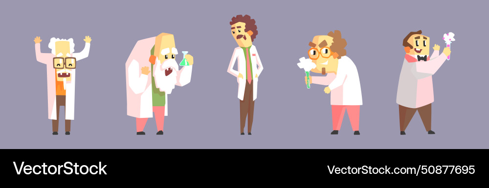 Funny mad scientist man character in lab coat Vector Image