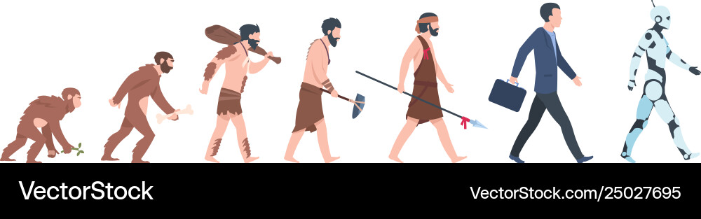 Human evolution monkey to businessman and cyborg Vector Image