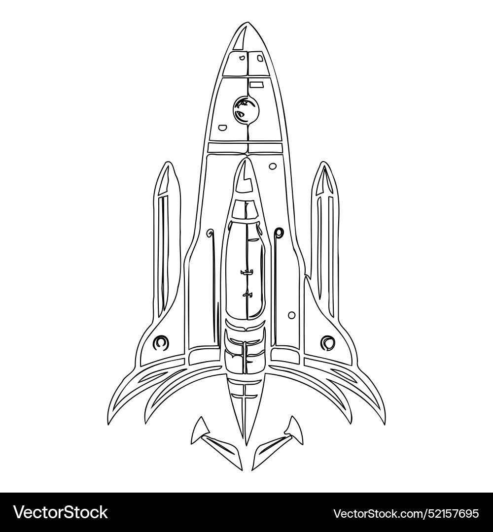 Space shuttle outline sketch Royalty Free Vector Image