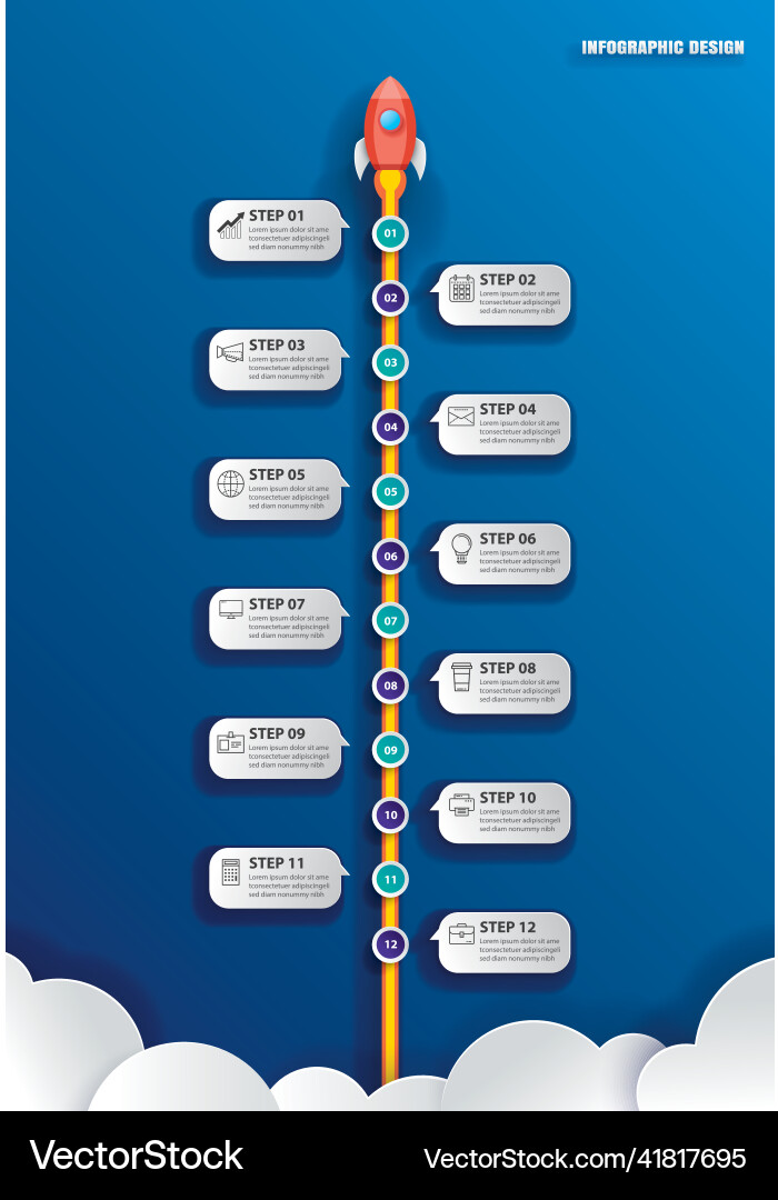 Startup infographics with 12 data template Vector Image