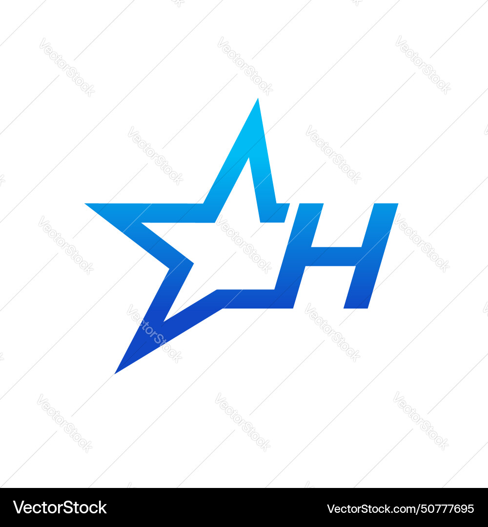 Stylist initial h blue star logo Royalty Free Vector Image