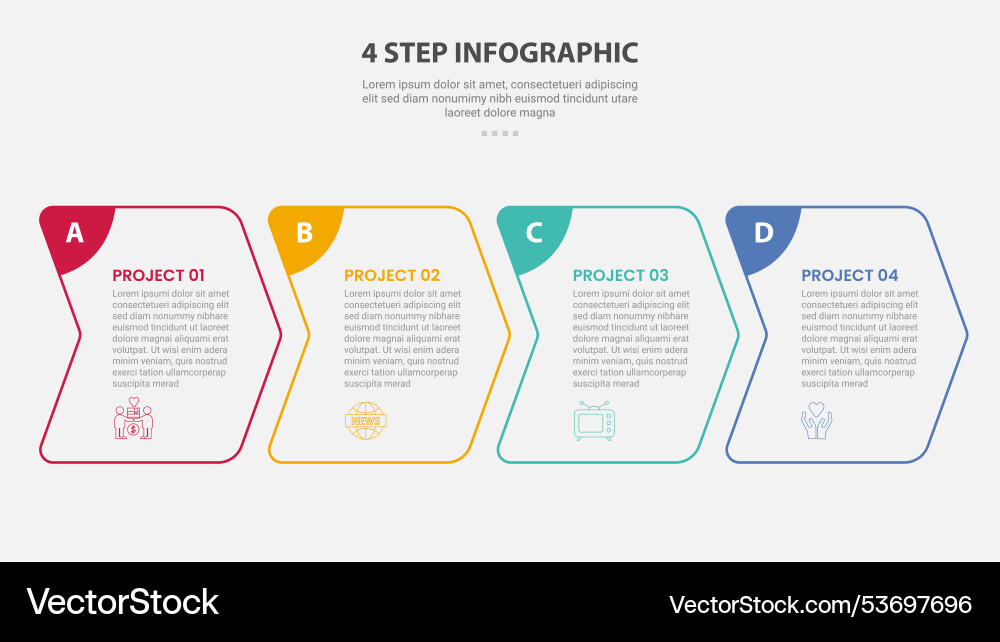 4 points template infographic outline style Vector Image