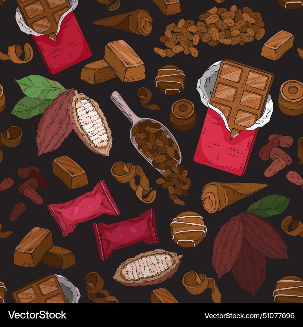 Chocolate seamless pattern hand drawn Royalty Free Vector