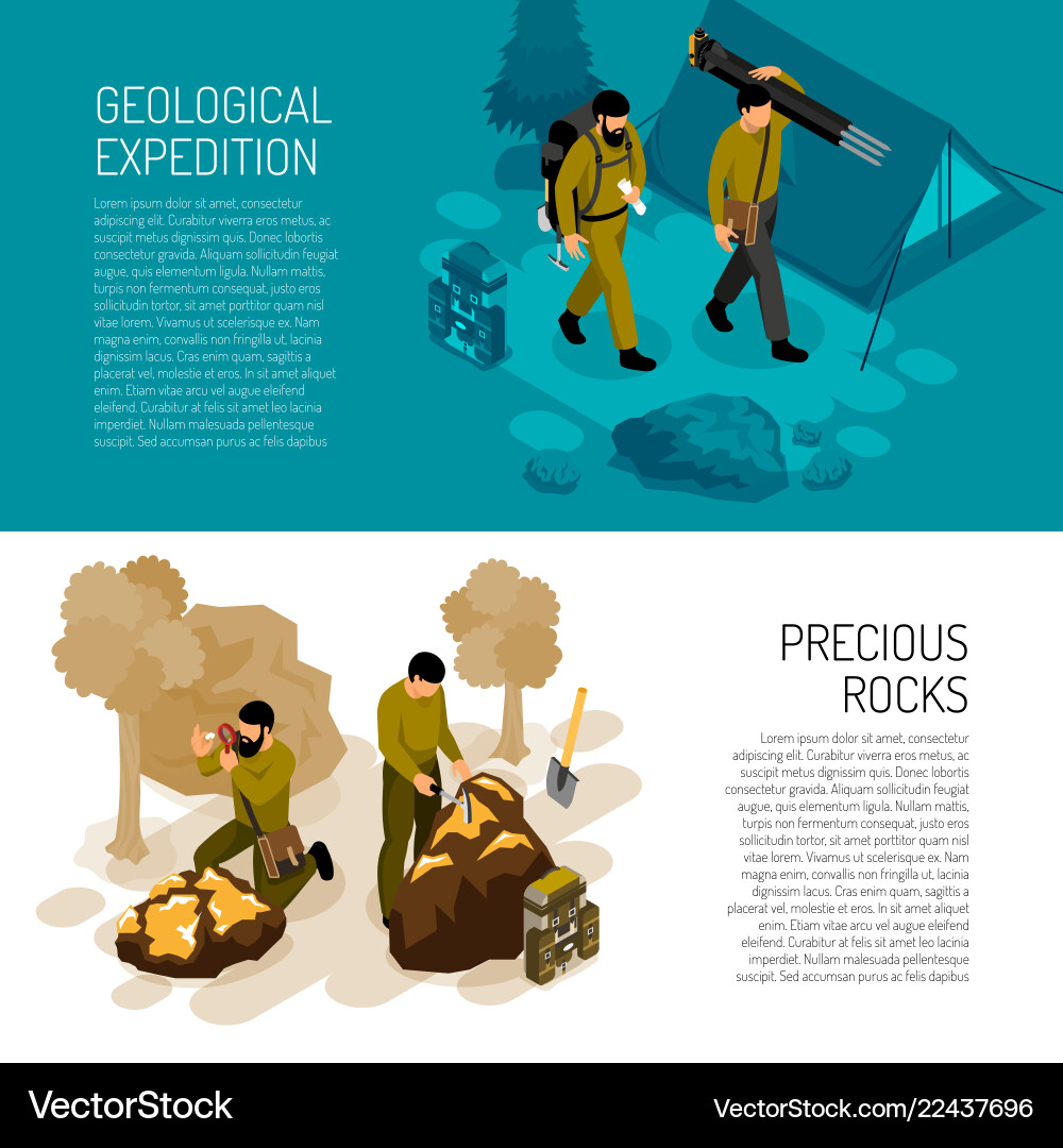 Geologist isometric banners Royalty Free Vector Image