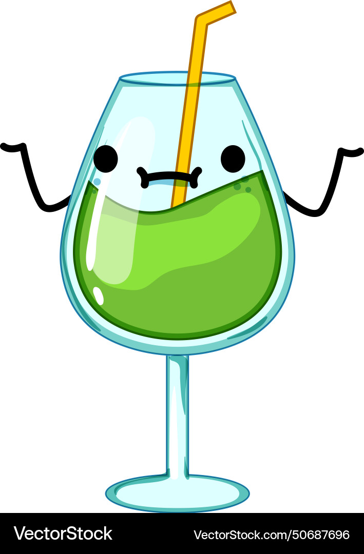 Glass cocktail character cartoon Royalty Free Vector Image