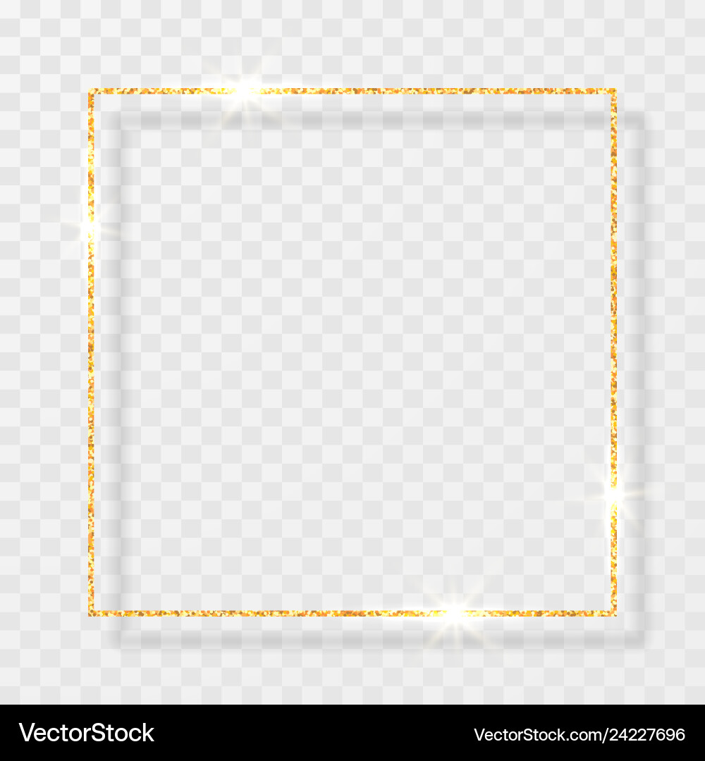 Gold shiny glitter glowing vintage frame Vector Image