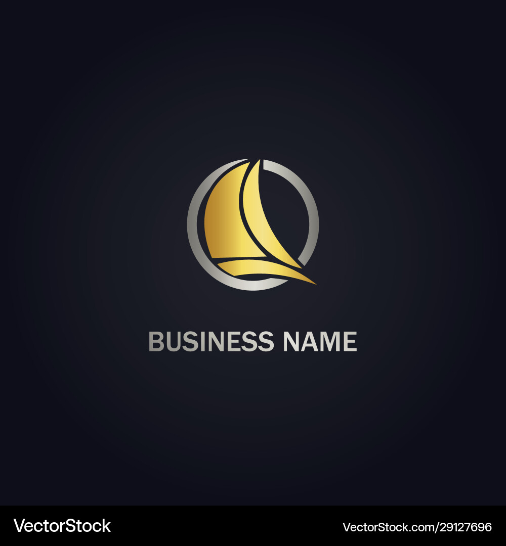 Sailing boat yacht gold logo Royalty Free Vector Image