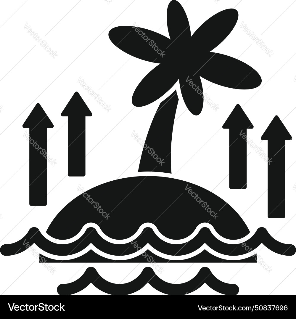 Sea level rise on island icon simple Royalty Free Vector