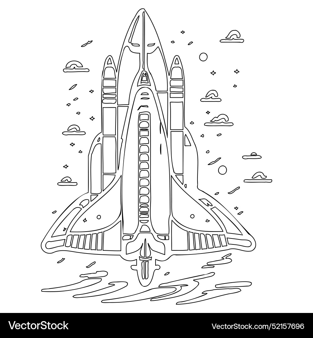Space shuttle outline sketch Royalty Free Vector Image