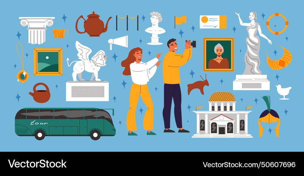Tour guide big set Royalty Free Vector Image - VectorStock