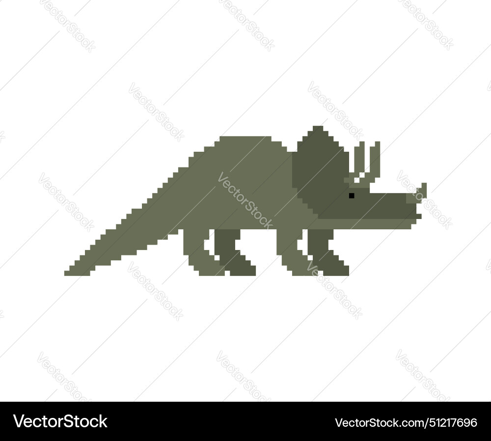 Triceratops pixel art dinosaur pixelated ancient Vector Image