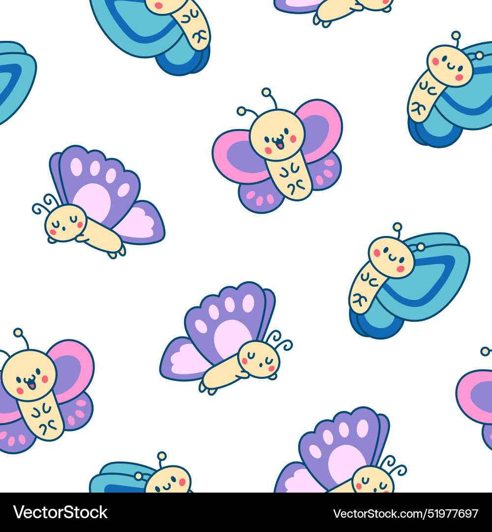 Adorable baby butterflies seamless pattern Vector Image