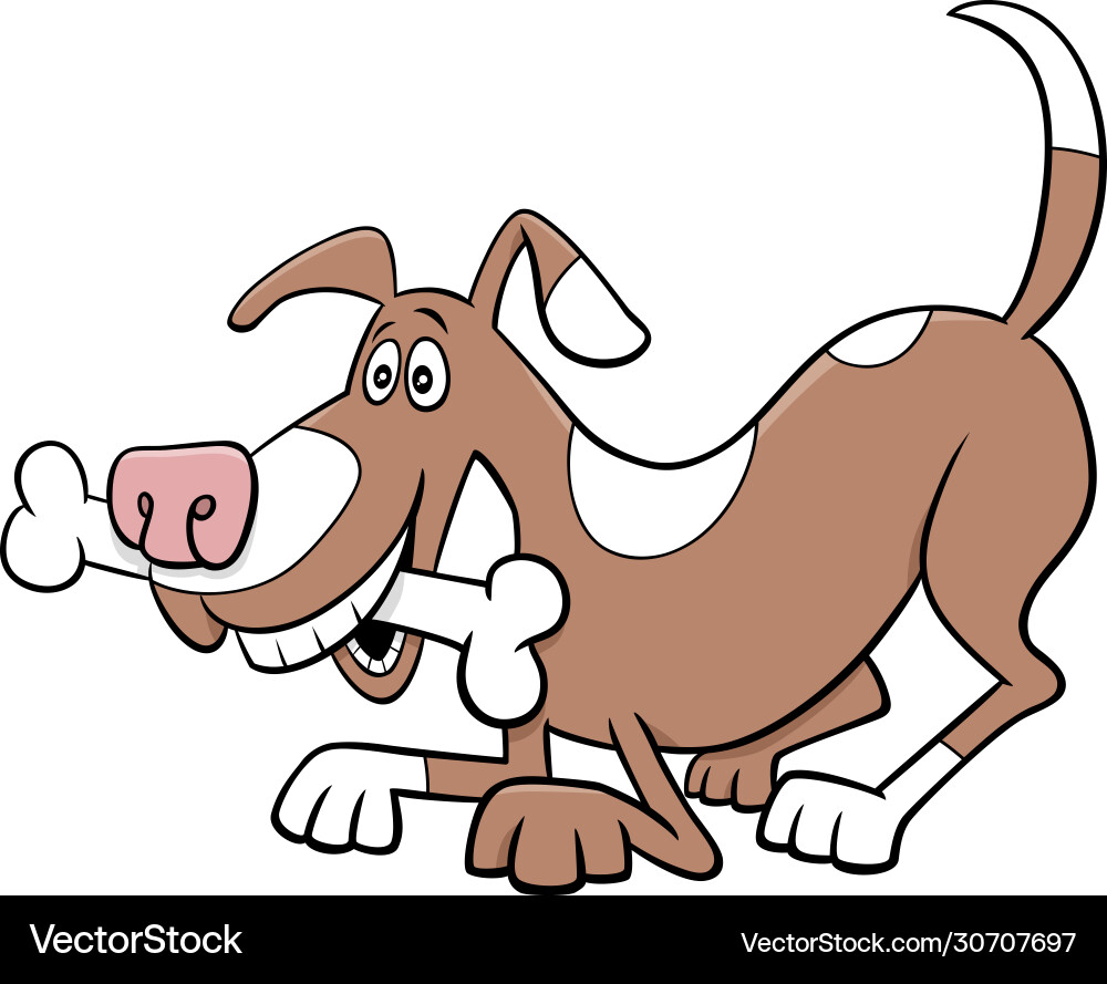 Cartoon dog comic animal character with bone Vector Image