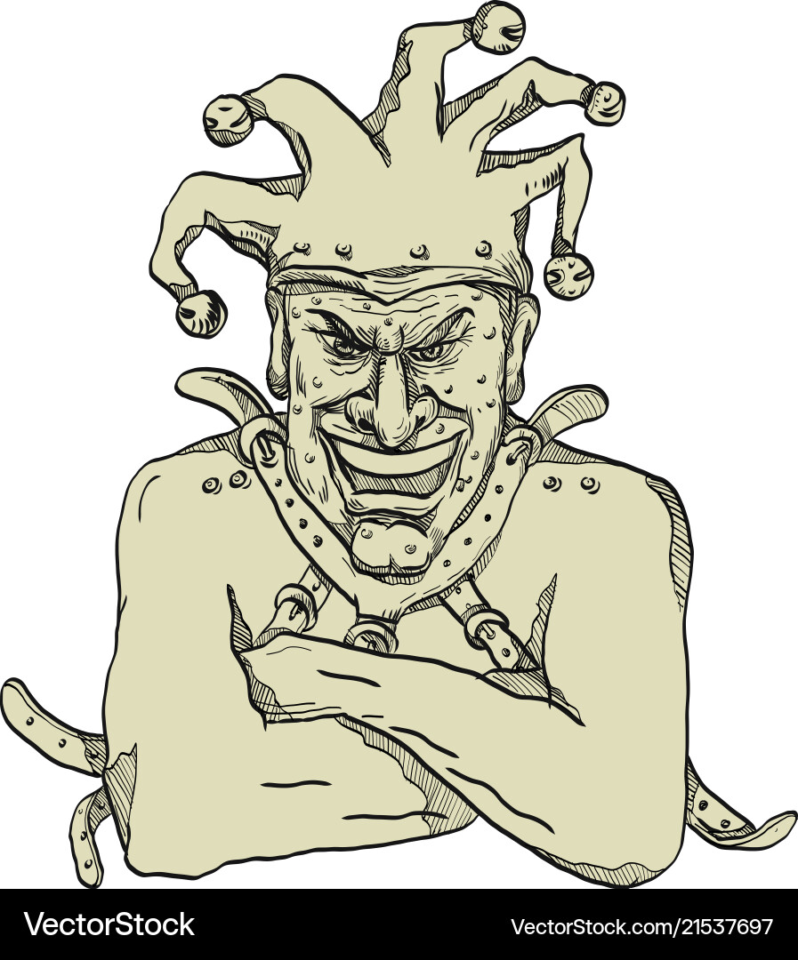 Crazy Court Jester straitjacket Zeichnung Vektorbild
