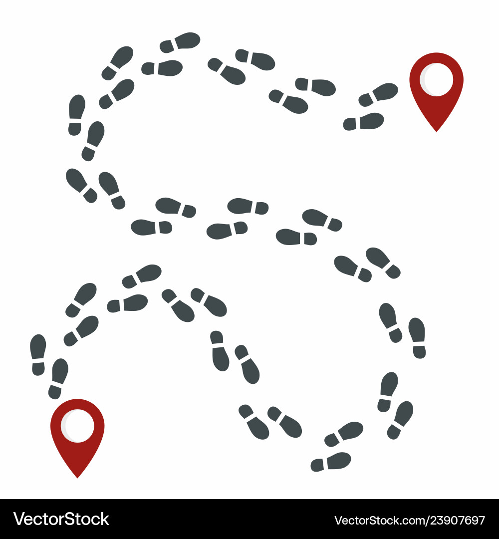 Footsteps walking route Royalty Free Vector Image
