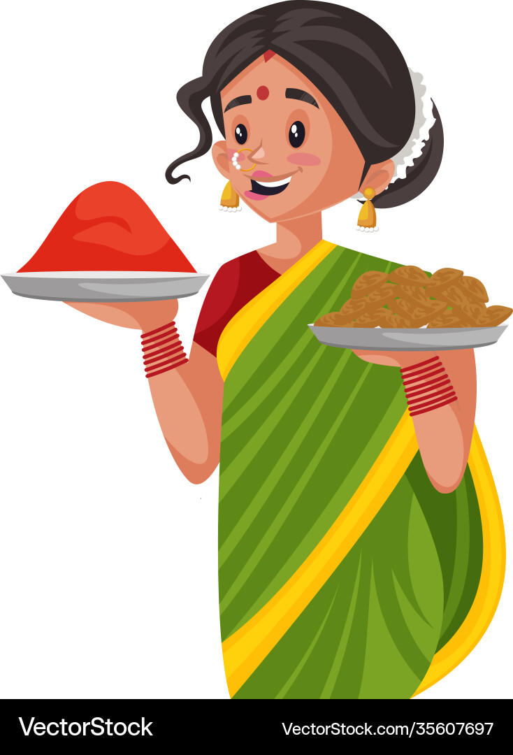 Indian marathi woman cartoon Royalty Free Vector Image