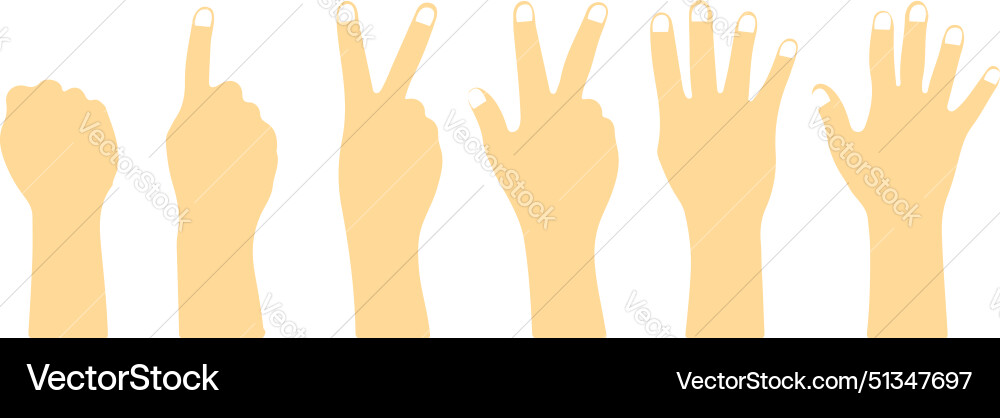 Numbers hand gestures Royalty Free Vector Image