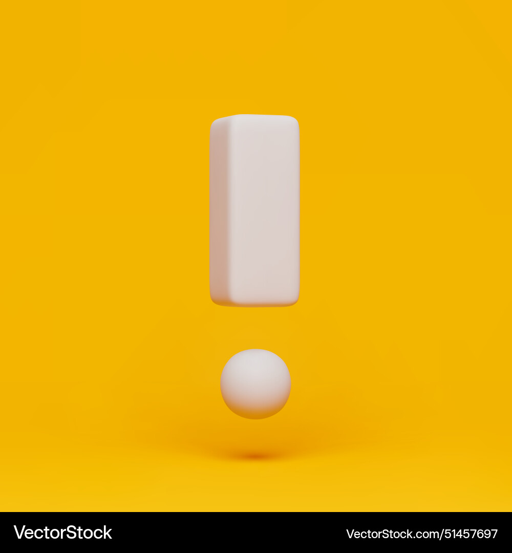 Realistic rotating white exclamation mark symbol Vector Image