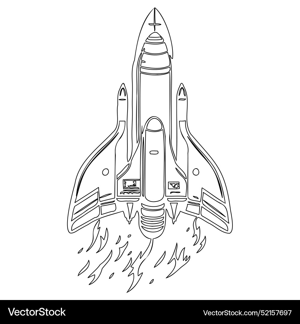 Space shuttle outline sketch Royalty Free Vector Image
