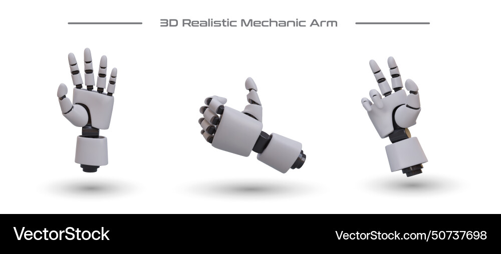 3d realistic mechanical hand programmable Vector Image