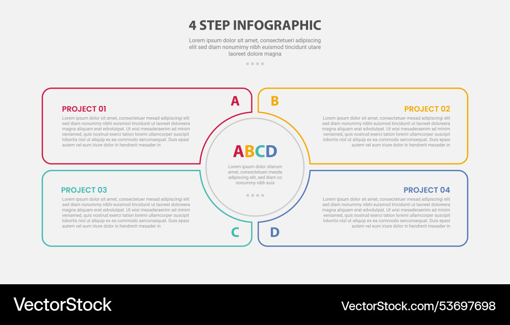 4 points template infographic outline style Vector Image